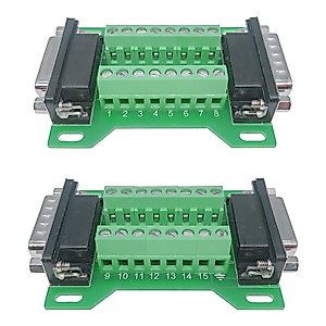 Jienk DB15 Male to Female Terminal Breakout Board, RS232 D-SUB Serial to 15pin Port Terminal Block Gender Changer Connector