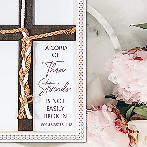 A Cord of Three Strands Wedding Signs for Ceremony and Reception, Wedding Bible Wooden Cross, Anniversary Religious Marriage Gifts for Couple, Parents, Christian, Strand of Three Cords Sign