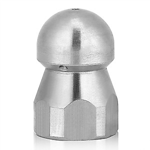 Cleaning Nozzle, Pressure Drain Hose Thread Nozzle 3/8" Pressure Washer Quick Connector Sewer Jetter Nozzle Stainless Steel Fixed Jetting Nozzle