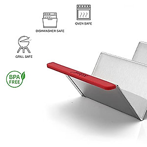 Taco Holder Stands Stainless Steel Set of 6 with Colorful Silicone Easy-Access Handle, Taco Rack, Taco Shell Holder, Taco Tray, Oven, Grill, and Dishwasher Safe, Smooth Edge