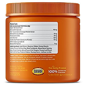 Zesty Paws Liver & Kidney Support Supplement for Dogs - with Milk Thistle Extract, Turmeric Curcumin, Cranberry & Choline - Natural & Grain Free Soft Chew Formula - for Dog Liver Function & Detox