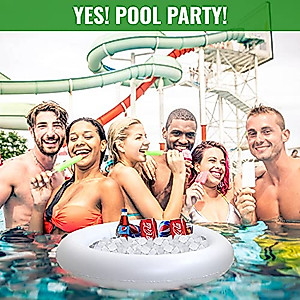 Outdoorwares inflatable Serving bar buffet - With Drain New INNOVATIVE VALVE For EASY Inflation/Deflation By Food & Drink Holder For Pool Picnics, Barbeques & Parties – 24" x 24" x 4" -2 Pack