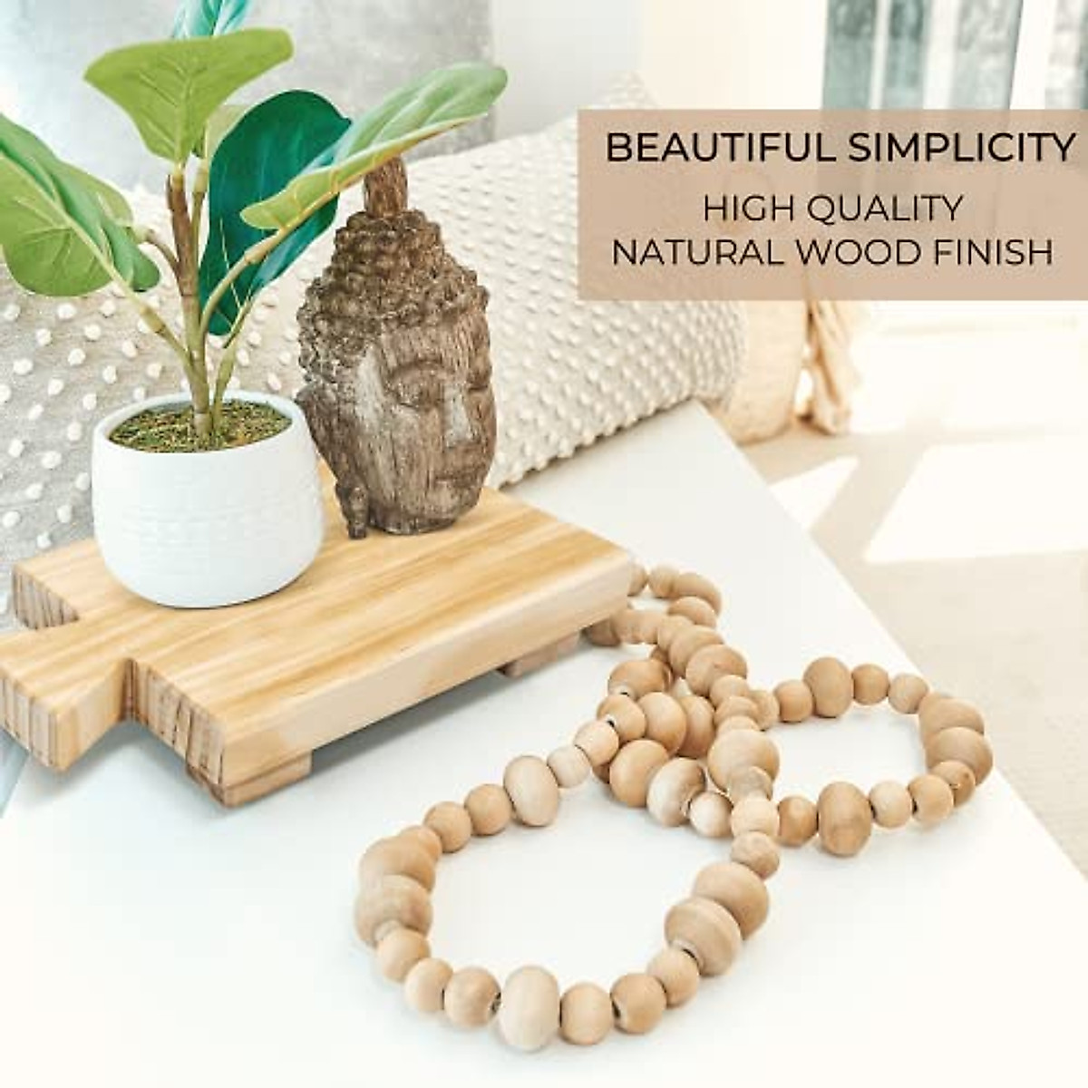 KIBAGA Decorative Wood Riser For Modern Bathroom and Kitchen Decor - Beautiful Pedestal Stand Displays Your Decorations - Cute Farmhouse Soap Dispenser Tray and Sponge Holder for Your Counter/ Sink