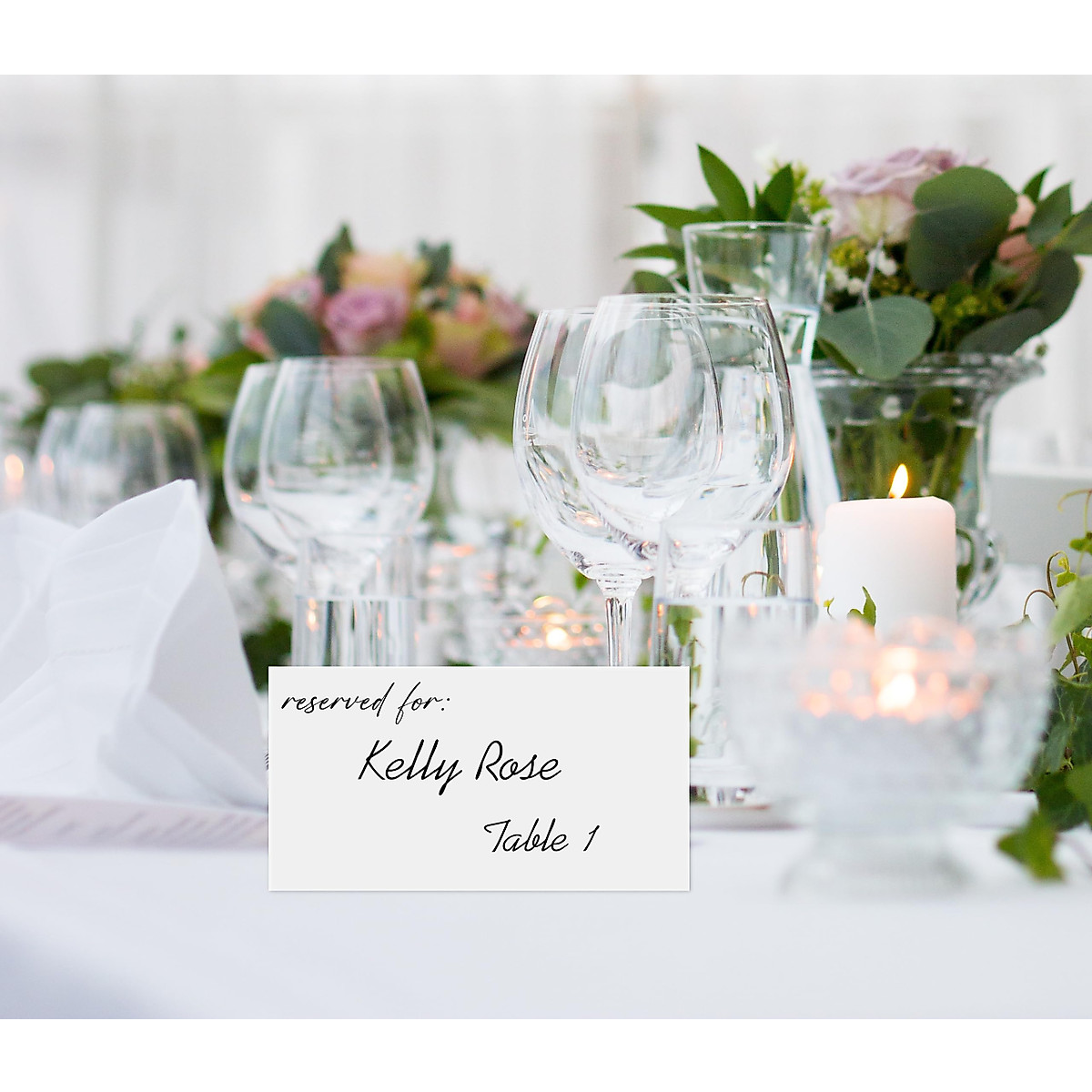 RokAPary Modern Minimalist Tented Table Place Cards, for Wedding, Bridal Shower, Bachelorette or Engagement Party, Dinner Parties, Banquets, Easy Folding, 2"x3.5" Pack of 50 Cards, Made in USA