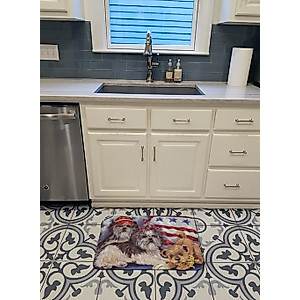 Caroline's Treasures Shih Tzu Americana Sweethearts Machine Washable Memory Foam Mat doormats, Multicolor