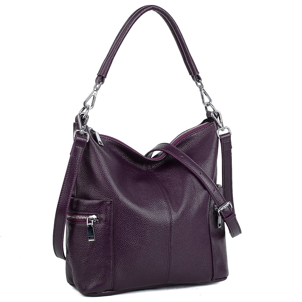 YALUXE Women's Leather Medium Purse Multi Pocket Soft Cowhide