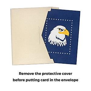 Ribbli USA Eagle Handmade 3D Pop Up Card,Greeting Card,Bird Card,National Flag Card,Patriotic Card,Birthday Card,For Memorial Day,4th of July,Flag Day,Independence Day,Veterans Day,with Envelope