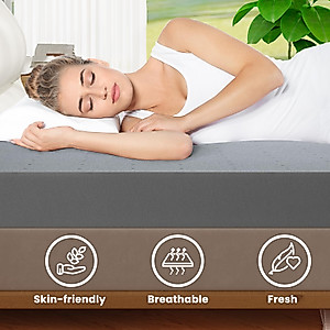 VISCOFLEX Queen Mattress Topper, 3 Inch High Density Foam Mattress Topper for Back Pain & Extra Weight Individuals, Back Pain Relief - Charcoal Infusion, New-Version