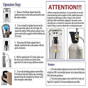 Soda Machine Adapter Hose Connect Your Soda Maker to Large Co2 Tank Directly,Compatible with Jet and Aua Fizz Soda Machines, Not Recommended for Electronic 1 Touch/Terra/Duo/Art Series