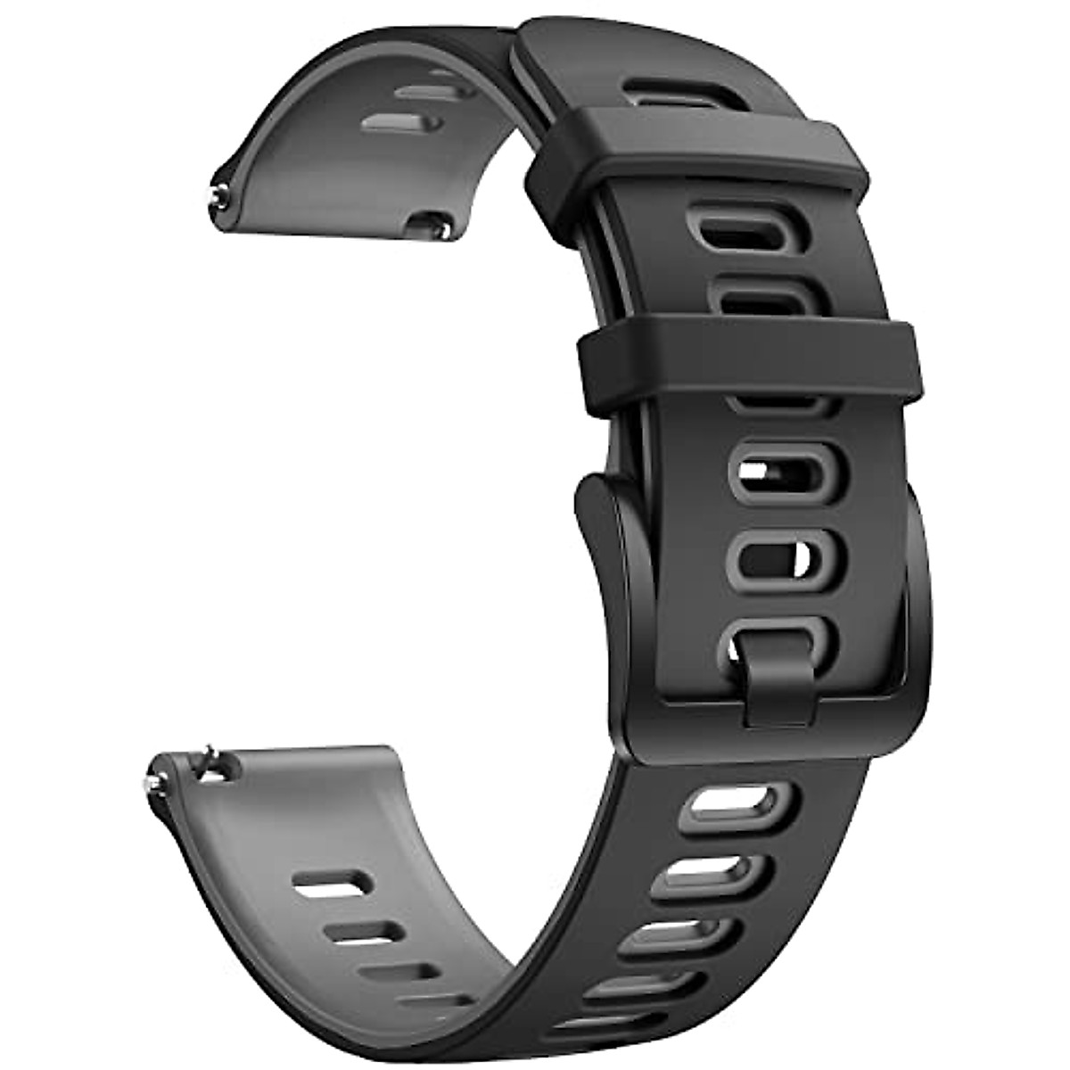 NotoCity for Vivoactive 3, Galaxy Watch 4 Galaxy Watch 5/Pro, 20mm Silicone Replacement Band for Forerunner 245/645, Galaxy Watch 4 Classic Watch 3 41mm/ Active 2(black-gray)