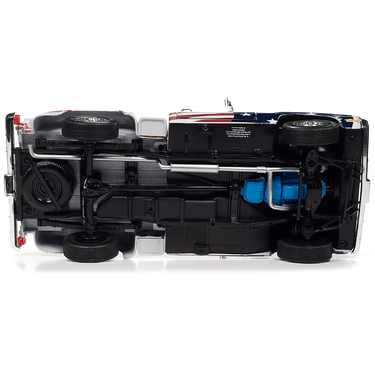 1980 D150 Adventurer Pickup Truck White with American Flag Graphics and Red Interior 1/18 Diecast Model Car by Auto World AW310