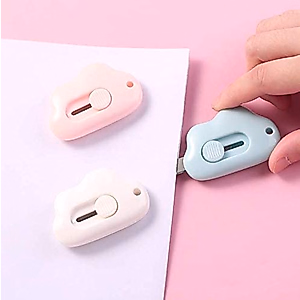 JQYXSS 3 Pcs Cloud Shaped Mini Art Utility Knives Box Cutter Retractable Letter OpenerPortable, Suitable for Cutting Envelopes