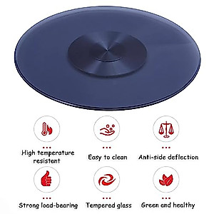 24in - 47in Rotating Tray Easy to Clean, Explosion-Proof Tempered Glass Lazy Susan Turntable for Dining Table, 360° Rotating Round Turntable, Anti-Side Deflection, Perfect for Homes & Restaurants (Si