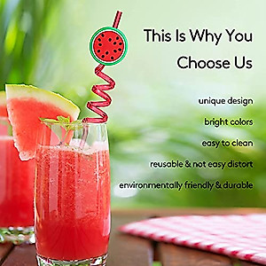 24 Watermelon Fruit Drinking Straws with 2 PCS Straws Cleaning Brush for One in A Melon Party Supplies Watermelon Birthday Party Supplies Decorations Favors