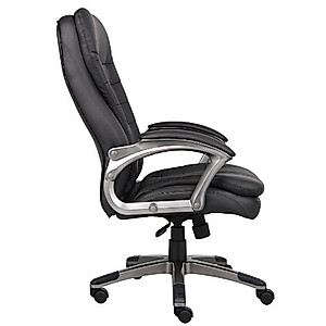 Boss Office Products B9331 High Back Executive Chair with Pewter Finsh in Black