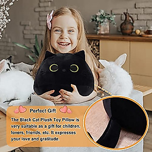 Yoruii Black Cat Plush Toy Black Cat Pillow, 21.6 Inch Creative Cat Shape Pillow, Cute Cat Plush Toys, Stuffed Animal Pillow, Cat Plush Toy Pillow for Valentines Birthday Gift