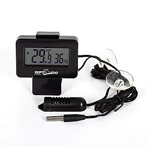 REPTI ZOO Reptile Terrariums Digital Max Min Thermometer Hygrometer with Probes Fit for Reptile Tanks Vivariums Brooders and Incubators, Multiple Mounting Options