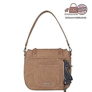 Womens Leather Purse Hair on Hide Handbag Concealed Carry Shoulder Bag Brown TR128G-918BR