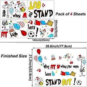 Maydahui Why Fit in When You were Born to Stand Out Wall Decal Dr Seuss Quote Wall Vinyl Sticker (21.2 x 30.6 Inch) Peel Stick Removable Kids Room Art Mural Decor for Baby Bedroom Nursery Classroom