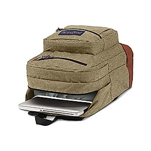 JanSport Cool Backpack, with 15-inch Laptop Sleeve, Army Green Letterman Poly - Large Computer Bag with 2 Compartments, Ergonomic Straps - Bag for Men, Women