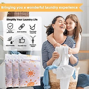 3Pcs Durable Mesh Laundry Bag, Durable Laundry Bags with Premium Zipper (Sunny)