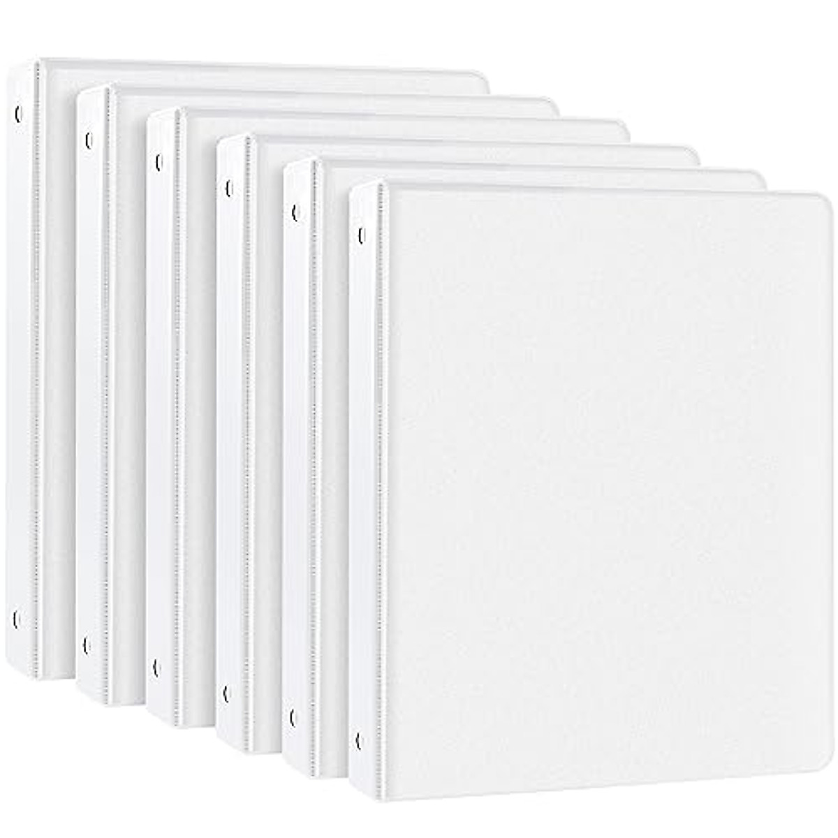 CIXILDTS 1-inch Round Ring Binder, Durable 3 Ring Binder Fit Letter Size Paper, Presentation View Binders, White, 6-Pack