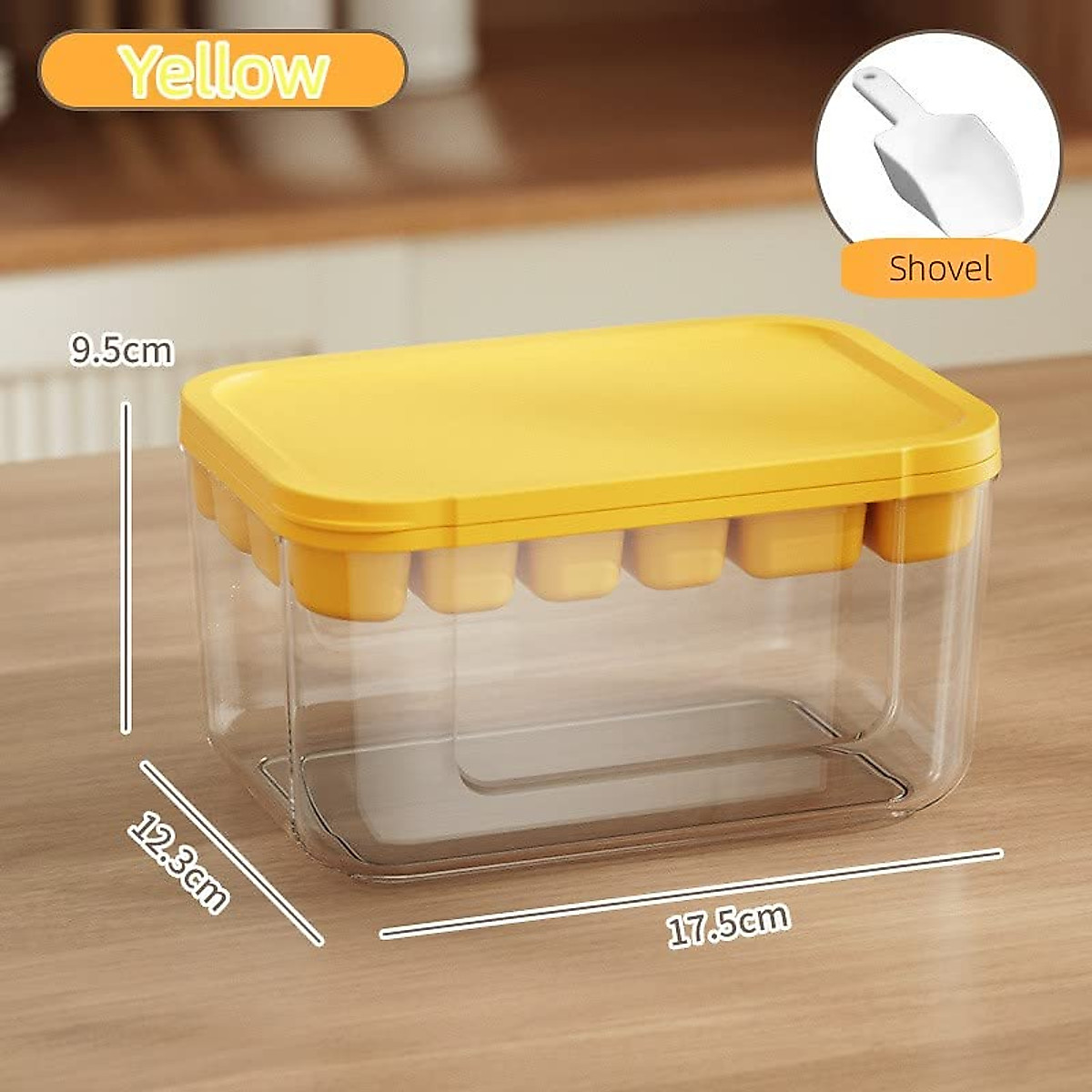 YiChenPlus Ice Tray & Popsicle Mold, 2-in-1 Silicone Ice Tray with Container, 22 Ice Trays + 8 Popsicles, For Whiskey Cocktail Ice Cream Making, 3 Colors to Choose From (Yellow)