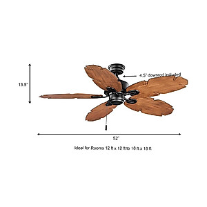 Hampton Bay Lillycrest II 52 in. Indoor/Outdoor Matte Black Wet Rated Ceiling Fan with 5 Weather Resistant QuickInstall Blades 32719