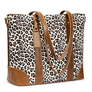 Kattee Leather Tote Bags for Women, Purses and Handbags Shoulder Crossbody Bag Work Large (Light Brown)