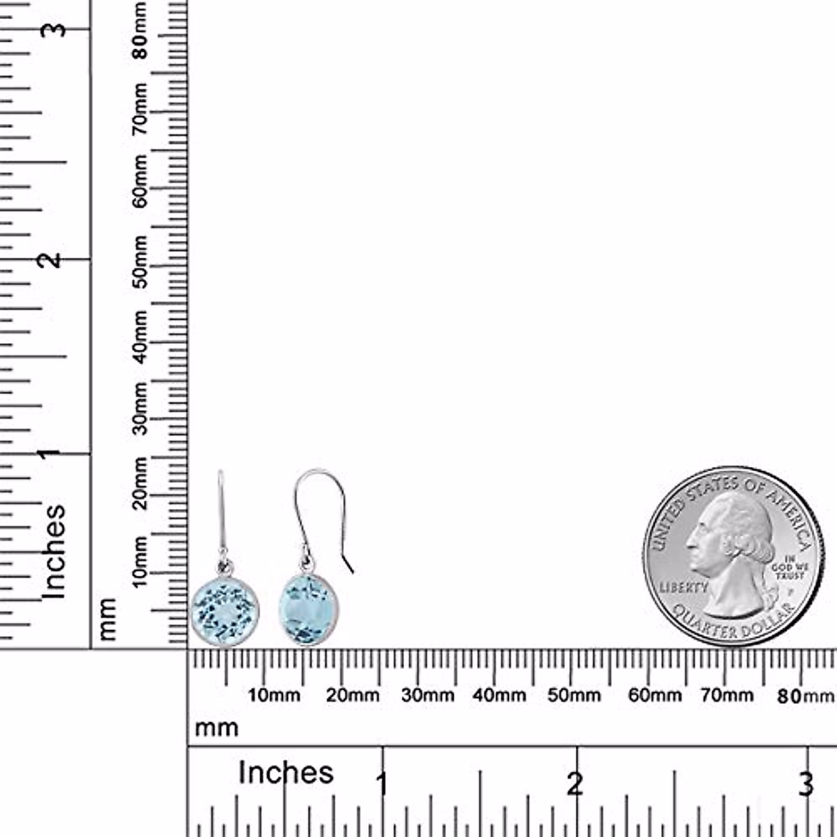 Gem Stone King 925 Sterling Silver Blue Topaz Dangle Earrings For Women (6.50 Cttw, Gemstone Birthstone, Round 9MM)