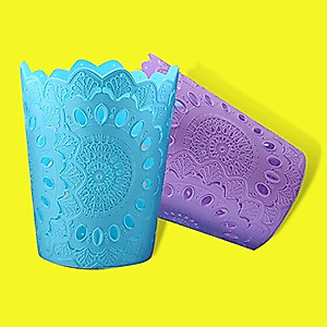 Wastebasket, PP Hollow Pattern Solid Color Paper Basket Trash Can Dustbin Without Lid