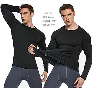 TELALEO 5 Pack Men's Thermal Compression Shirt Long Sleeve Athletic Base Layer Top Winter Cold Gear Workout Running Hunting L
