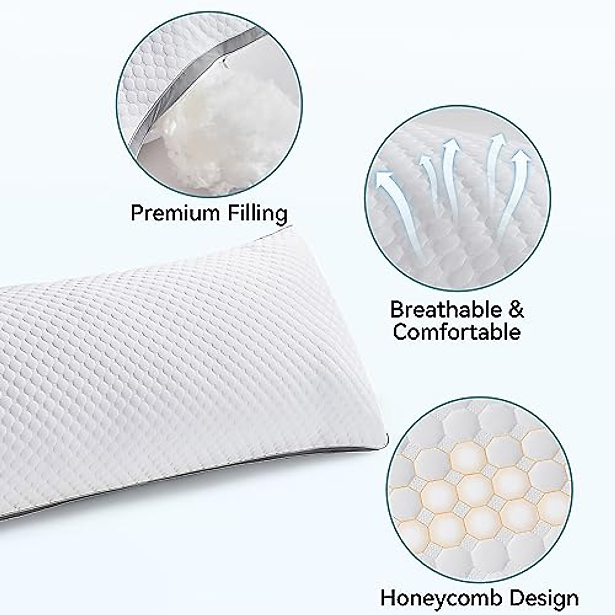 Oubonun 20x54 Full White Body Pillow for Adults, Big Long Bed Pillow for Sleeping, Premium Firm Body Support Pillows for Side Sleepers