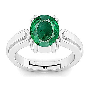 LMDPRAJAPATIS Natural Certified Genuine Unheated Untreated Original Green Emerald 4.25 Carat Panchdattu Ring Silver Plated Ring for Men & Women's