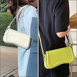 Qiayime Shoulder Bags for women Faux Leather Fashion Ladies Crossbody Clutch Purses Underarm Small Bag Tote Handbag (White)