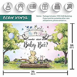 Classic Bear Baby Shower Backdrops Banner Party Supplies Decorations 7x5ft, Blue or Pink Balloon Gender Reveal Photography Backdrop Decor Props What Will Baby Be Boy or Girl He or She