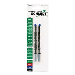 SCHMIDT P8126 Short Capless Rollerball Refill Fine Point 0.6mm, Blue, 2 Pack Blister (SC58120)