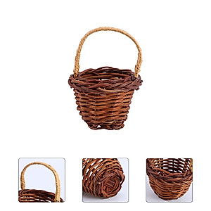20pcs Decorative Mini Flower Basket Wedding Candy Basket Wood Woven Basket Fruit Picnic Food Basket for Wedding Party Favors Kitchen Light Yellow