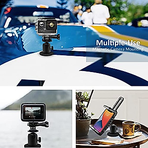 TSUYA Magnetic Camera Mount Base 60 LBS GoPro Magnetic Mount with Mini Ball Head for Gopro Hero, DJI Osmo Action Camera, AKASO Action Camera and More Cameras with 1/4"-20 Thread