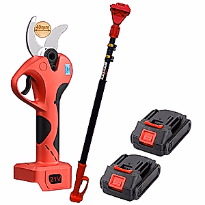 Electric cordless pruning shears and Extension Rod,Electric Pruner Branch Cutter Professional Brushless Electric Secateurs,4-6 Working Hours,Orchard and Garden tool ( Color : 2 Battery , Size : 1 Blad