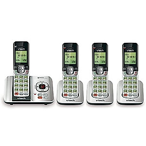 VTech CS6529-4 DECT 6.0 Phone Answering System with Caller ID/Call Waiting, 4 Cordless Handsets, Silver/Black