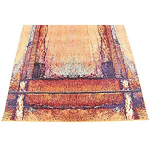 Unique Loom Estrella Collection Rustic, Distressed, Modern, Abstract Area Rug, 5 ft x 8 ft, Orange/Black