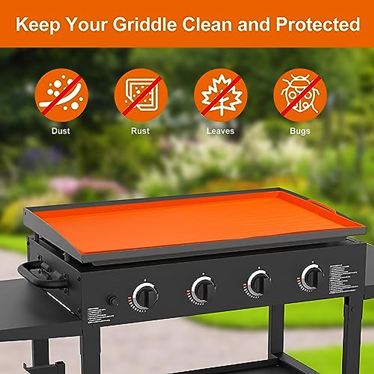 Silicone Griddle Mat for Blackstone 36 Inch Griddle, Heavy Duty Food Grade Silicone Mat, Protect Griddle from Rodents, Insects, Debris, and Rust(2 Brushes Included)