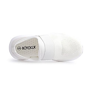 BENEKER Women's Athletic Walking Shoes Slip-on Fashion Sneakers Breathable Mesh Sock Loafer Shoes Lightweight Sports Running Sneakers (Off-White 07)