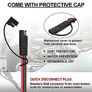 iGreely SAE Extension Cable 12AWG SAE Power Automotive Extension Cable SAE to SAE Quick Disconnect Wire Harness SAE Connector for Solar Panel Battery Cars Tractor 12 AWG (3.3Ft)