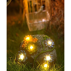 ANTEROOF Garden Statue, Solar Powered LED Outdoor Decor Garden Lights, Polyresin Garden Figurines for Outdoor Decoration (Outdoor Paradise)