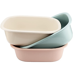 SOUJAP 6 PCS 12 Quart Plastic Wash Basin, 15x12‘’ Stackable Plastic Square Dish Tub, Rectangular Colorful Wash Basins Bins Tubs for Washing Cleaning Camping, 3 Colors