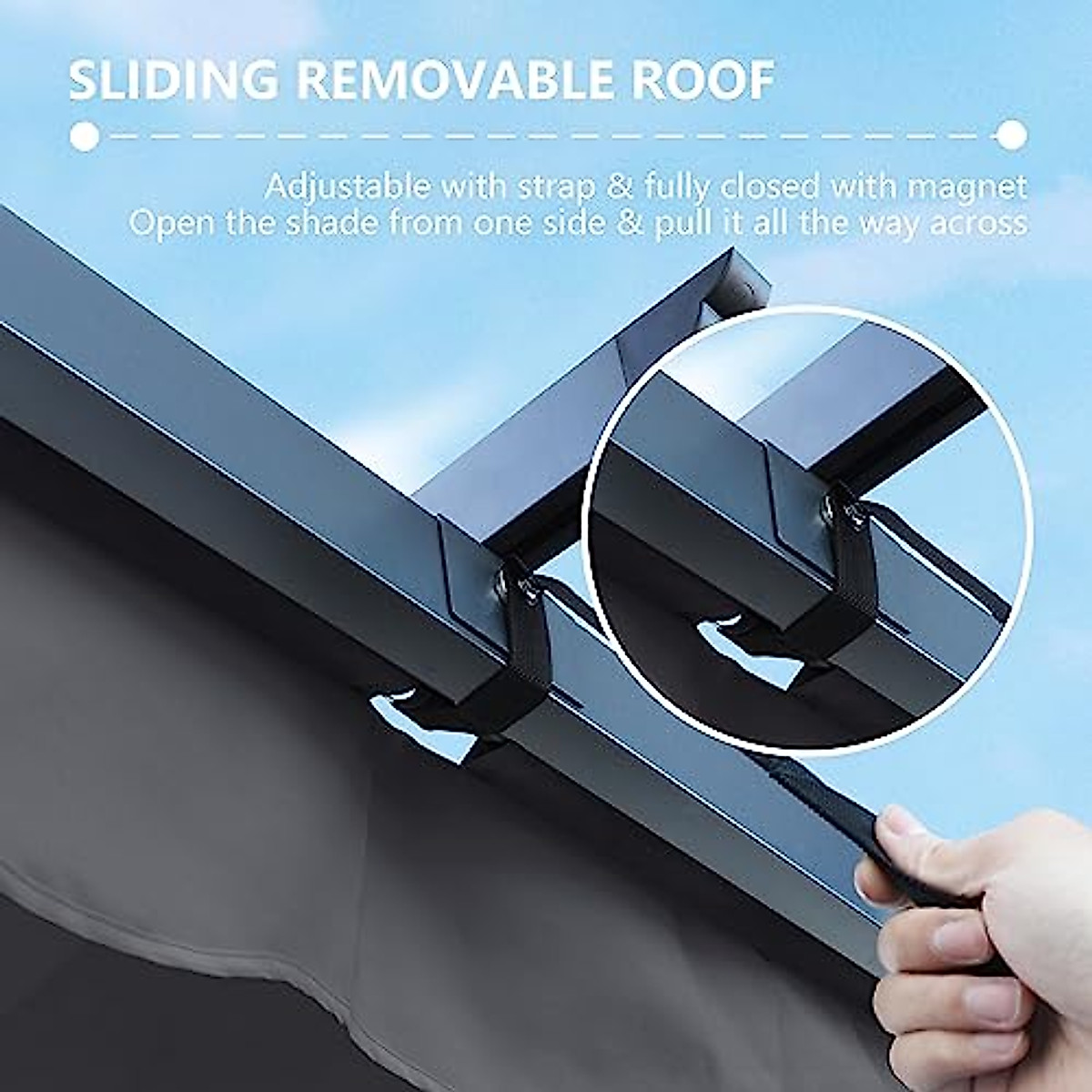 MUPATER 10' X 13' Outdoor Retractable Aluminum Pergola with Weather-Resistant Canopy for Backyard Deck Garden Grey