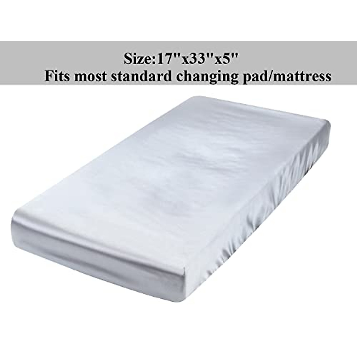 Satin Changing Pad Cover Set 2 Pack Ultra Soft Silk Protect for Baby Hair and Skin Cradle or Bassinet Sheets, Grey & Pink