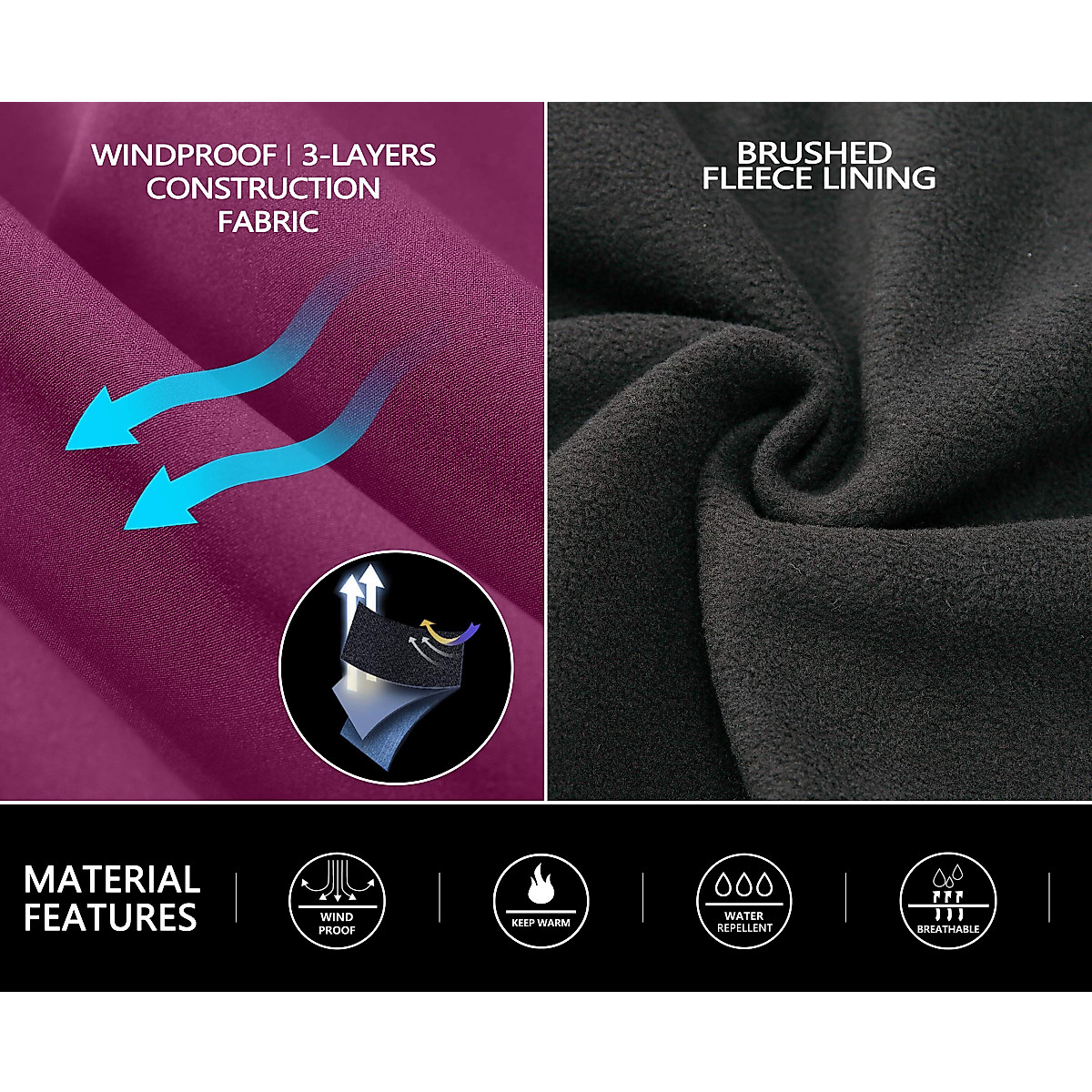 Little Donkey Andy Women’s Winter Hiking Ski Snowboarding Pants, Softshell Pants, Fleece Lined and Water Repellant Purple M